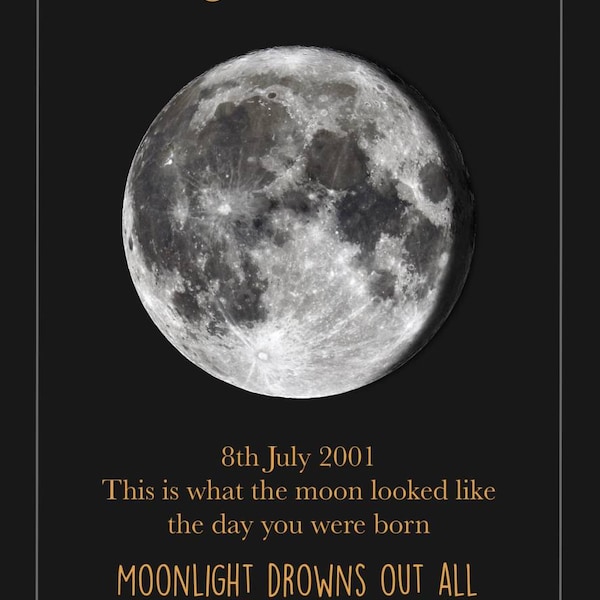 Custom Moon Phase Print, Personalized Birthday Gift, Printable the Day ...