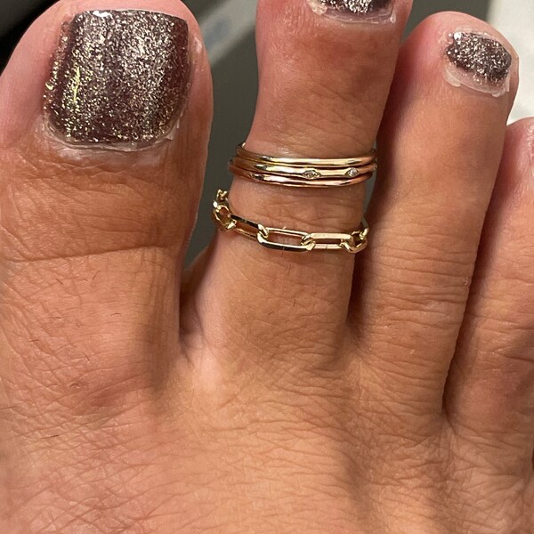 Solid Gold Paperclip Chain Ring, 14k Gold Chain Ring, Paperclip Links ...