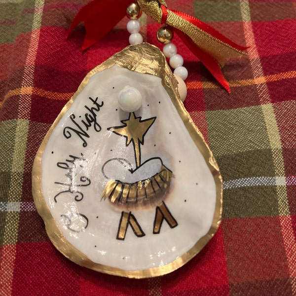 Oyster Shell Pumpkin Fall Decor Unique Coastal Decoupage Orange ...