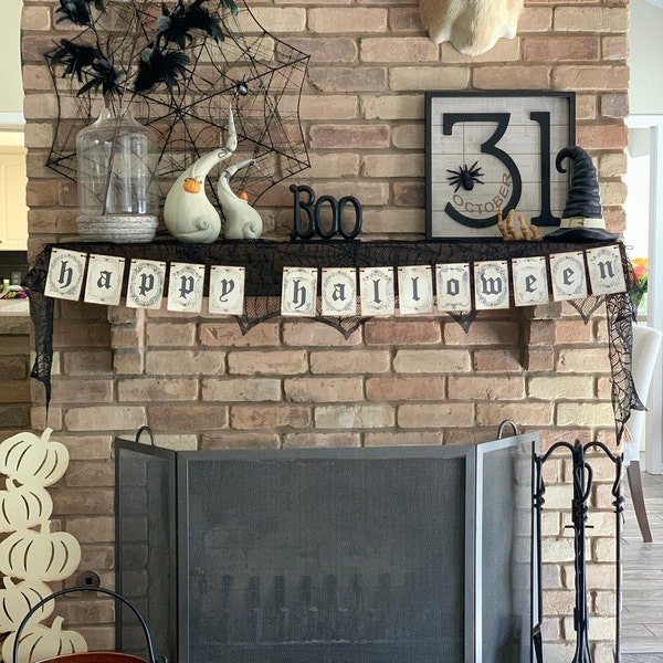 Halloween Banner, Vintage Halloween Garland, Vintage Halloween Decor ...