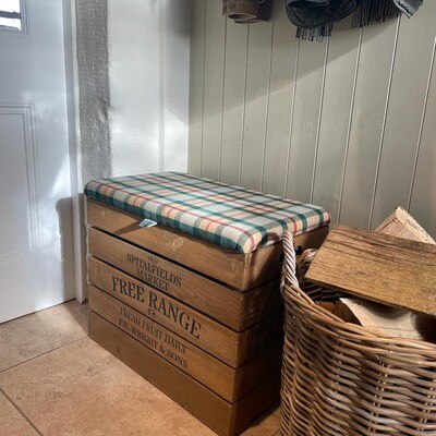 Wooden Storage Box With Fabric Upholstered Hinged Lid/seat - Etsy UK