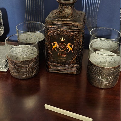 Personalized Monogram Whiskey Decanter Set With Gift Boxrock Glasses ...