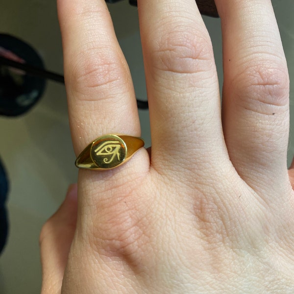 Signet Horus Eye Ring, Eye of Horus 14K Gold Ring, Ra Egypt Ring, Eye ...