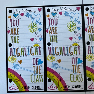 Highlighter Valentine Printable for Fat or Skinny Highlighters Cute ...