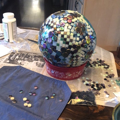 25 Round Ceramic Tiles, Ceramic Mosaic Tiles Ceramic Pieces Round Gold ...