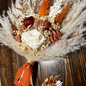 Boho Rust Terracotta Mini Dried Flower Bouquet, Guest Gift for the ...