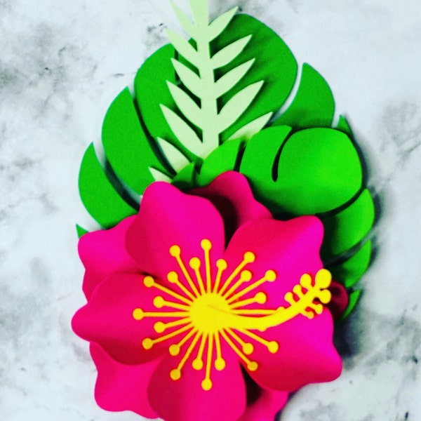 Svg Paper Flower Hibiscus Template, TROPICAL SET Hawaiian Flower,3 ...