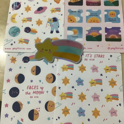 Kawaii Space Sticker Bundle Cute Stationery Journal - Etsy