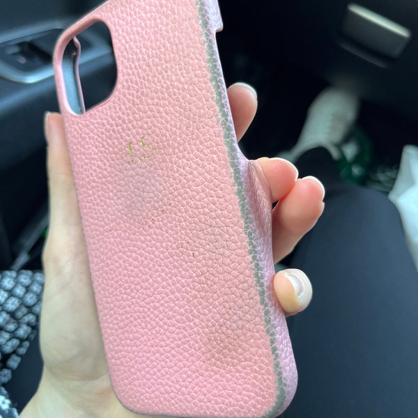 Personalised Red Pebble Leather Phone Case With Buttons - iPhone 13 ...