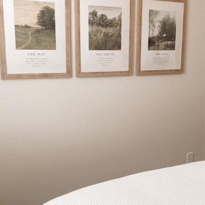 Christian Floral Set of 3, Bible Verse Wall Poster Set, Yellow ...