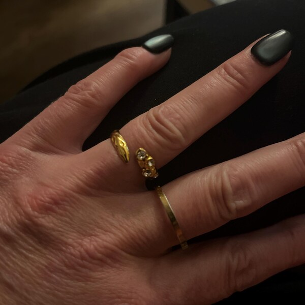 Thick Gold Band Ring, Open Faced Band Ring Gold, Chunky Gold Band Ring ...