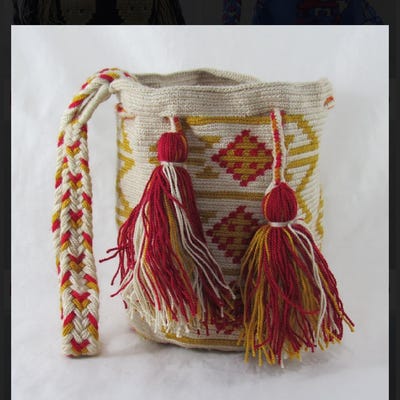 Wayuu Bag Cross Body Medium Colombian Handmade Tote Bag Single Thread ...