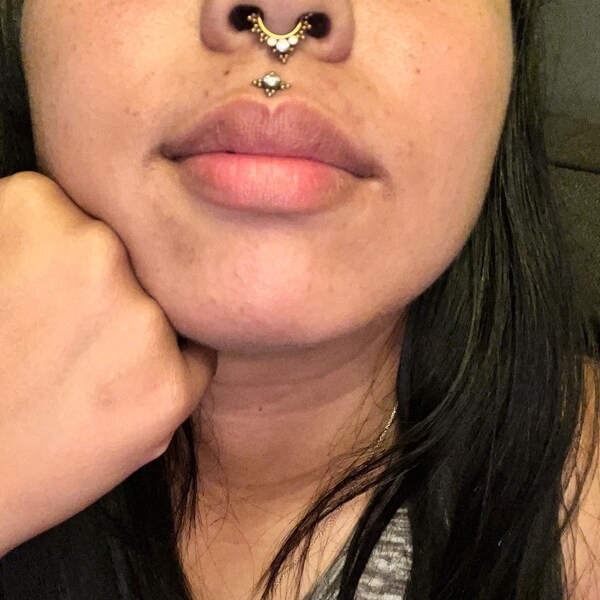 16g Titanium Septum Ring Triple Open Stack Hoop Pointy V Hinge Hoop ...