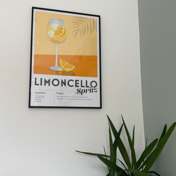 HUGO SPRITZ Cocktail Print Home Bar Kitchen Prosecco Elderflower Mint ...