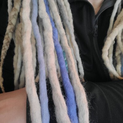 Wool Dreadlocks Dreads DE Extensions Lilac Pink Pastel White Braid Mix ...
