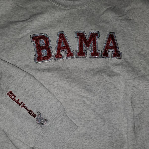 Alabama Glitter Embroidered Sweatshirt Game Day Apparel Glitter ...