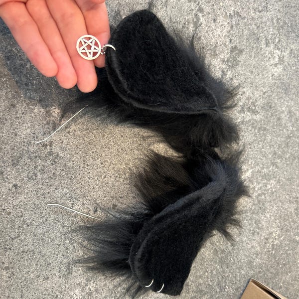 Realistic Black and White Lop Bunny Ears and Bunny Tail Fully Wired ...