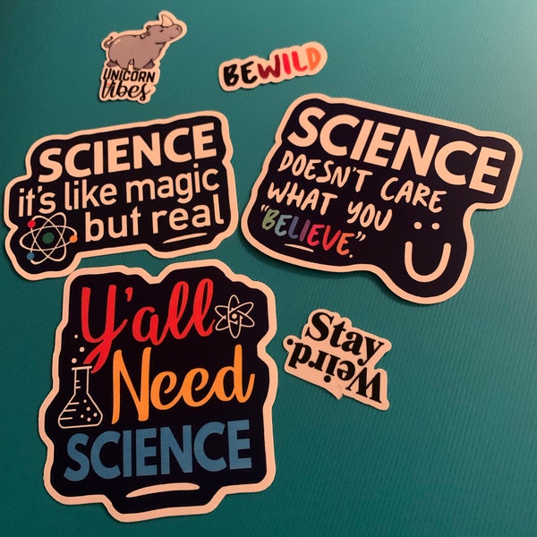 Cute Science Stickers for Laptop or Water Bottle, Sticker Pack, Graphic ...