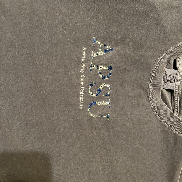 Custom College Floral Letter Embroidered Comfort Colors T-shirt ...