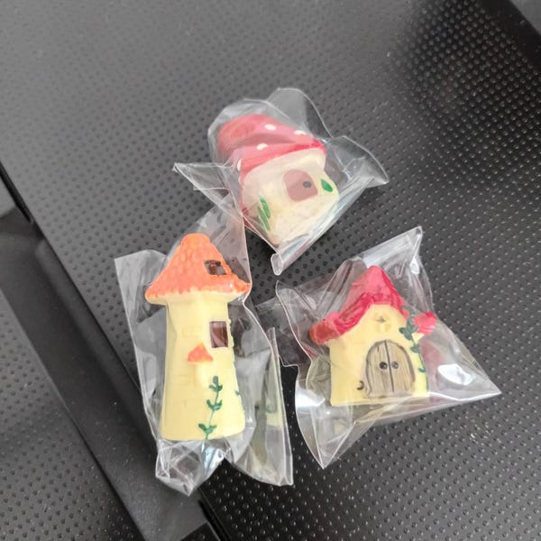 3pc Miniature Fairy Set of 3PC Tiny Light Yellow Fairy House Fairy ...