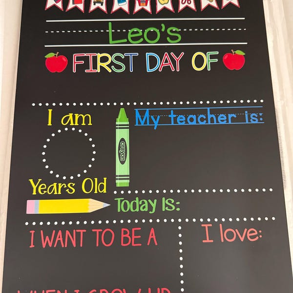 First Day of School Sign, Back to School Chalkboard, Reusable 1st Day ...