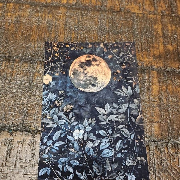 Moon Eclipse Botanical William Morris Inspired Art Print or Canvas, Dark Cottagecore Decor, Dark ...