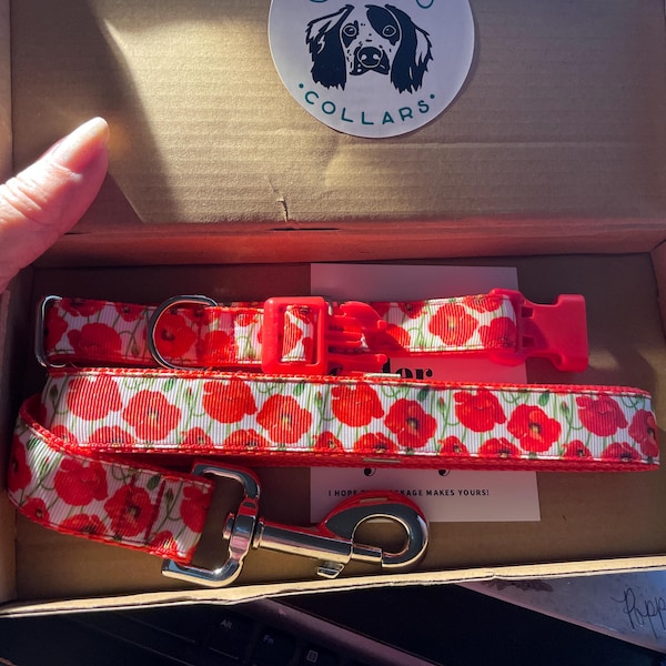 Red Poppy Flower Dog Lead Leash Training Matching Line - Etsy