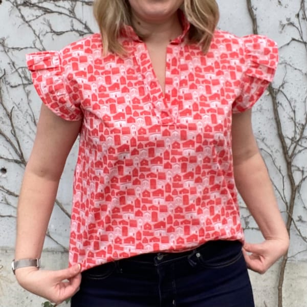 Blouse Sewing Pattern, XS- XXL, Top Blouse Pattern PDF, Ruffled Blouse ...
