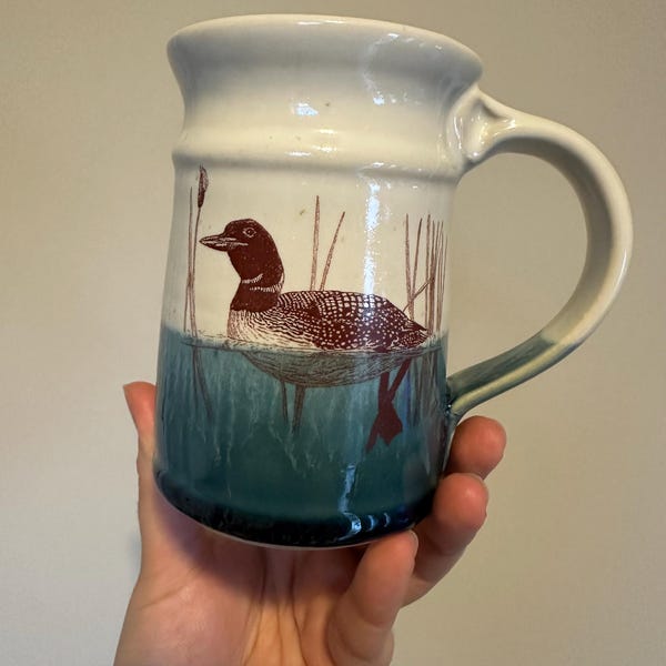 Handmade Loon Stoneware Mug, Pottery Coffee Cup, Made to Order - Etsy