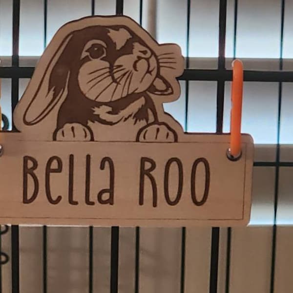 Bunny Rabbit Cage Tag, Personalized, Custom, Engraved Wood, Pet Rabbit ...