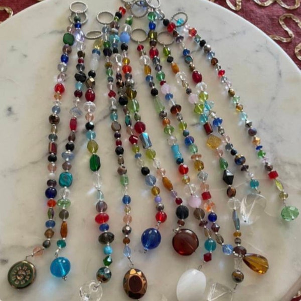 5 Assorted Wire Wrapped Glass Top Drilled Beads for Jewelry Making Grab ...