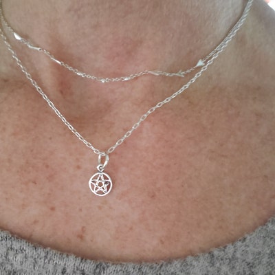 Sterling Silver Teeny TINY Pentacle, Pentagram VERY SMALL charm Only or ...