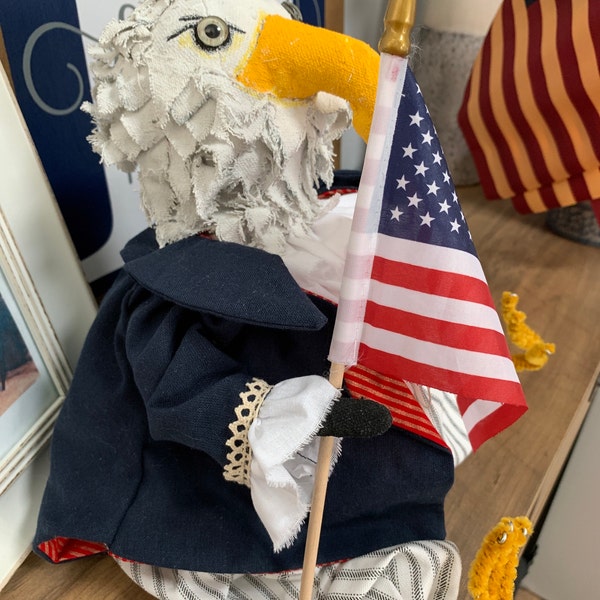 Primitive Patriotic Bald Eagle Decor | Patriotic Cloth Doll | Fourth of ...