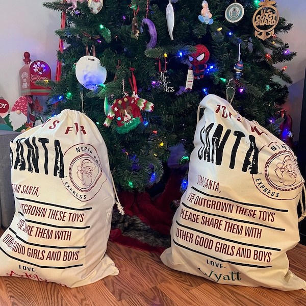 Personalized Santa Sack, Canvas Santa Sack for Kids, Santa Sack ...