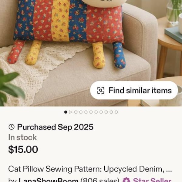 Cat Pillow Sewing Pattern: Upcycled Denim, Floral Embroidery (PDF ...