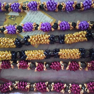 Hawaiian White Pikake With Purple Trim and Kukui Nut Ribbon - Etsy