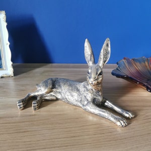 Golden Bunny Rabbit Statue Indoor Garden Hare Animal Decoration ...