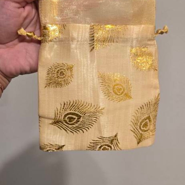 Handmade Elegant Red & White Bindi Silk Potli Bags With Handle, Perfect ...