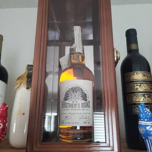 Single Wine / Champagne Bottle Display Case Mirrored Wall Cabinet (fits ...
