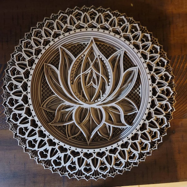 Lotus Flower Mandala SVG DXF, 3D Layer Flower Mandala SVG, Multi Layer ...