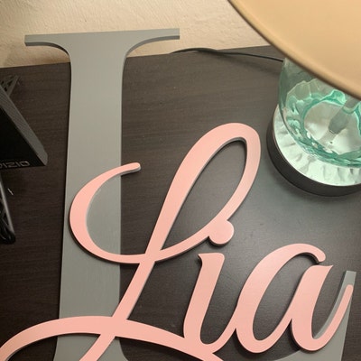 Large Initial With Name Sign, Wood Name Sign, Nursery Name Sign ...