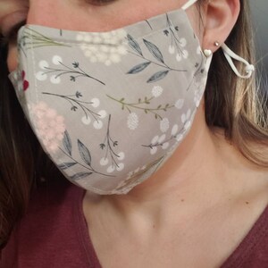 3 Layer Face Mask 100% Cotton Filter Pocket Adjustable Ear Loops Nose ...