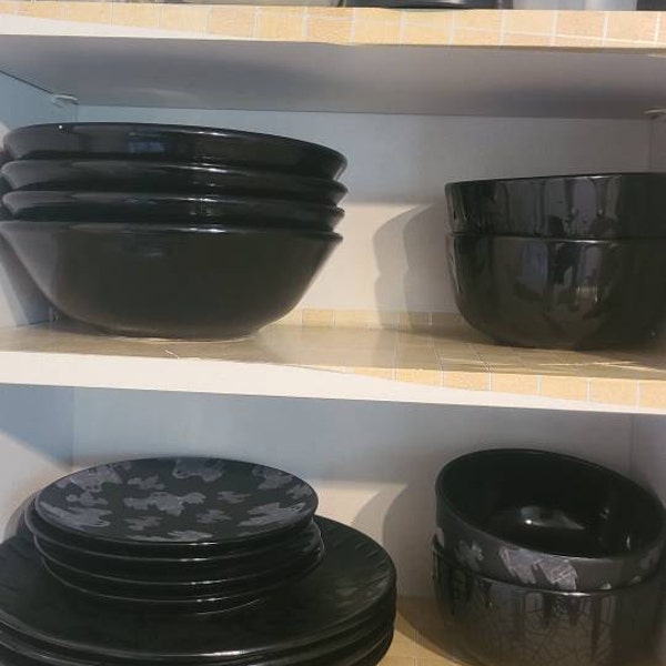 Matte Black Bats, Bat Dinner Set, Gothic Lunch, Alternative Coupe Plate ...