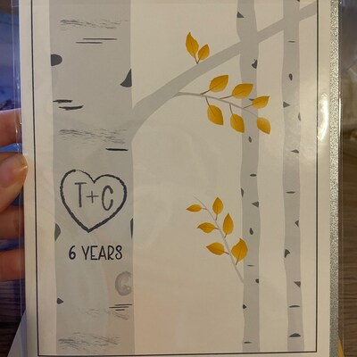 Initials and Heart on Tree Anniversary Card, Personalize Anniversary ...