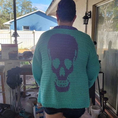 Crochet Skull Cardigan Pattern Crochet Sweater Pattern TOO - Etsy
