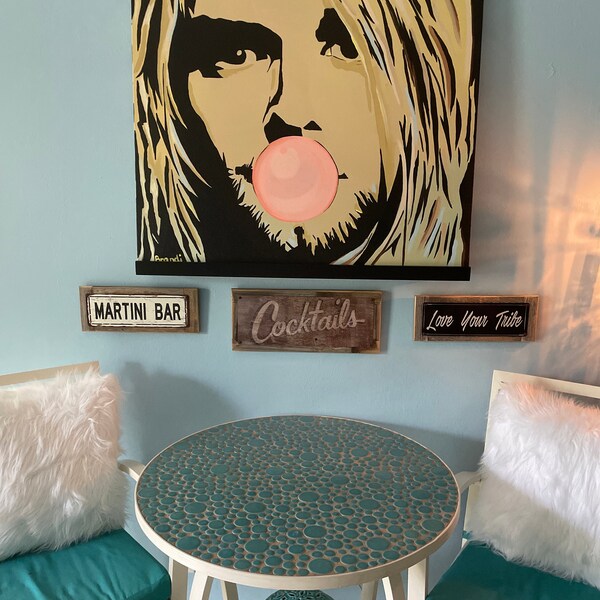 Martini Bar Metal Street Sign Reclaimed Wood Frame FREE SHIPPING - Etsy