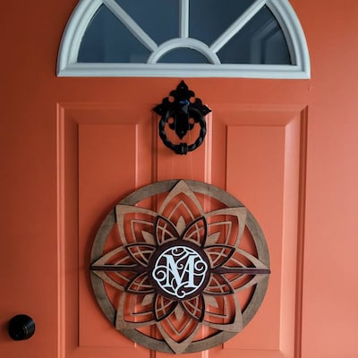 Custom Round Floral Wood Name Sign Front Porch Art Welcome Sign Front ...