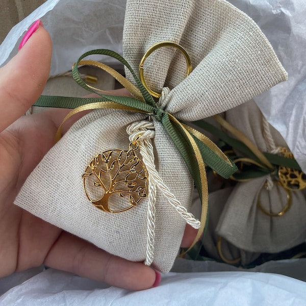 25 Pcs Olive Tree Favor-linen Bag Favor-koufeta Bomboniera-wedding ...