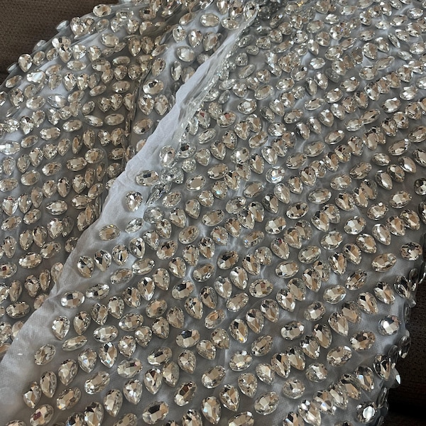 Hand-beaded Crystal Mesh Fabric by Yard - 100% Glass Stones ...