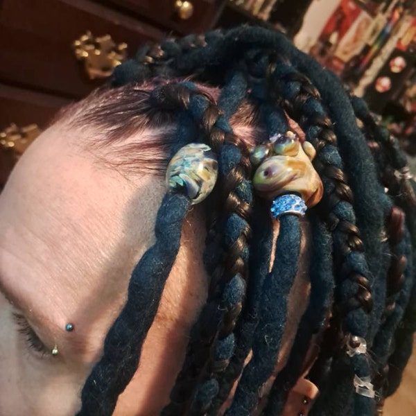 Dreaded Storm.. Handmade Lampwork Glass Beads Dreadlock Dread 5mm, 8mm ...